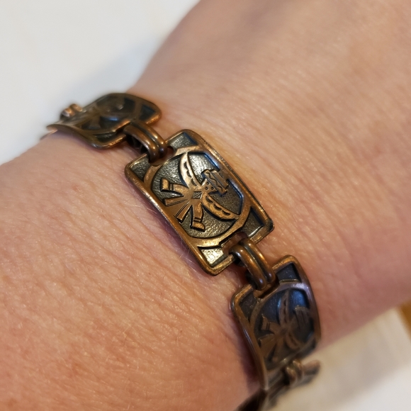Jewelry | Vintage Solid Copper Link Bracelet Aztec | Poshmark